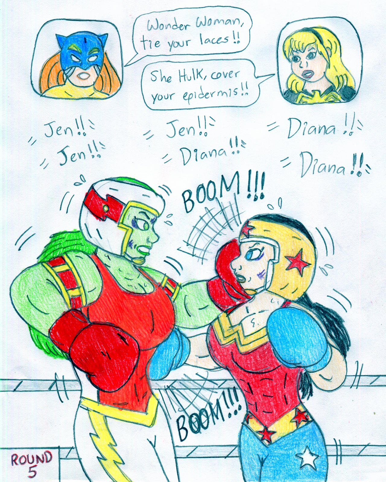 Boxing Wonder Woman Vs She Hulk By Jose Ramiro On Deviantart