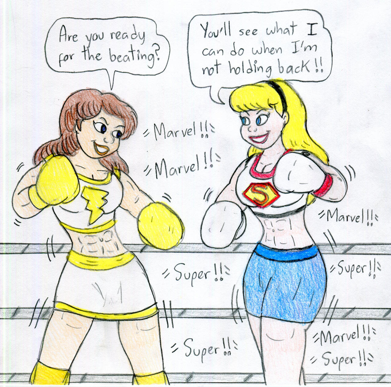 Boxing Supergirl Vs Mary Marvel By Jose Ramiro On Deviantart