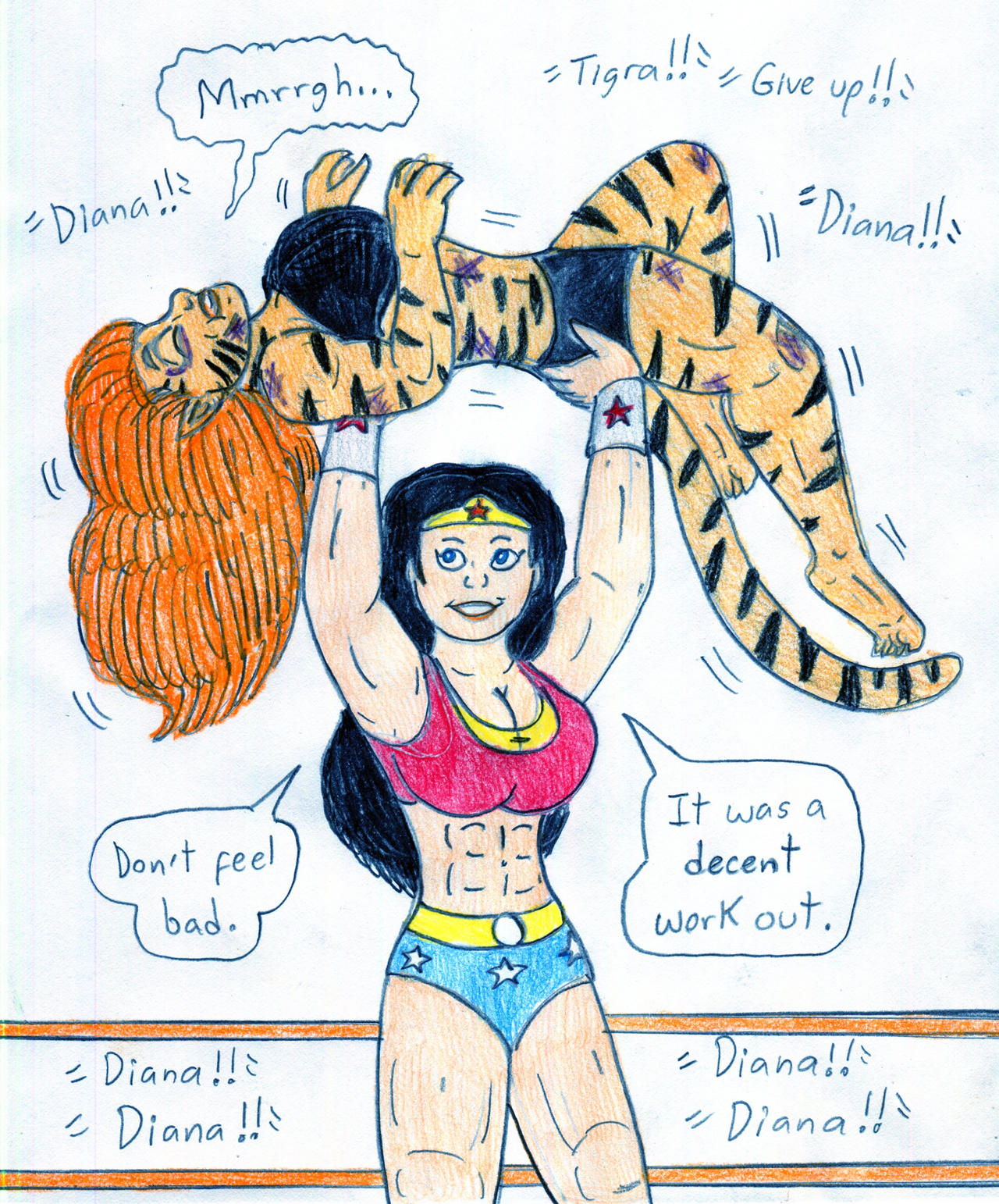 Wrestling Wonder Woman Vs Tigra By Jose Ramiro On Deviantart