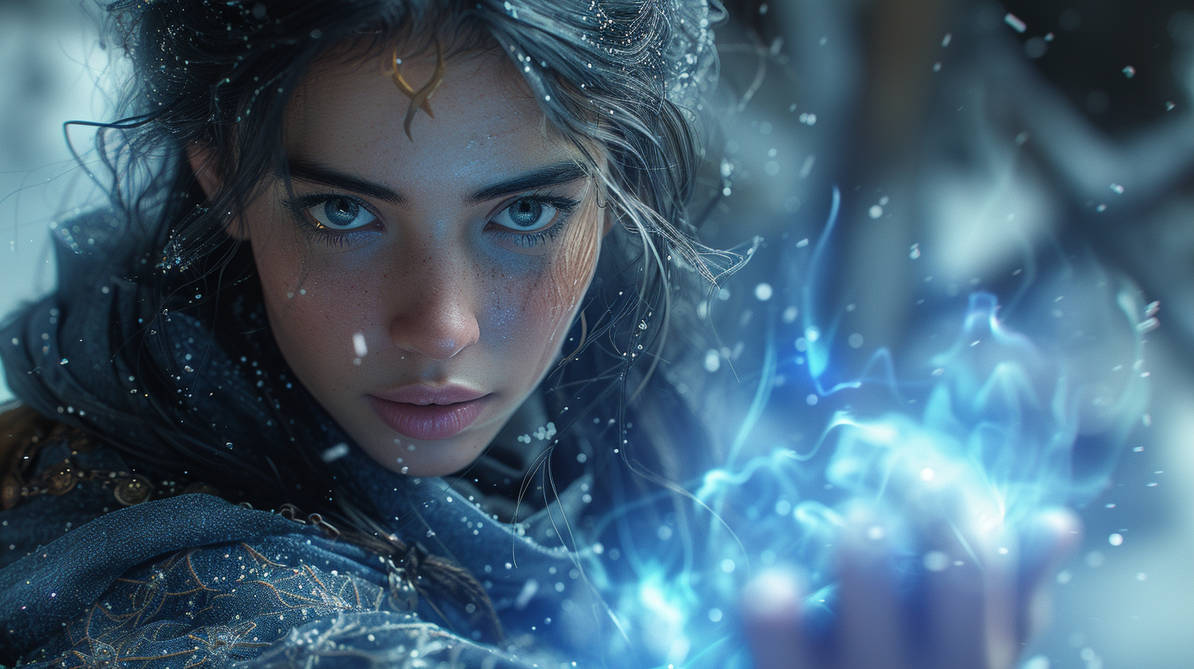 H96ven Female Mage Casts A Cold Spell Using Her St By Silver7ight On Deviantart