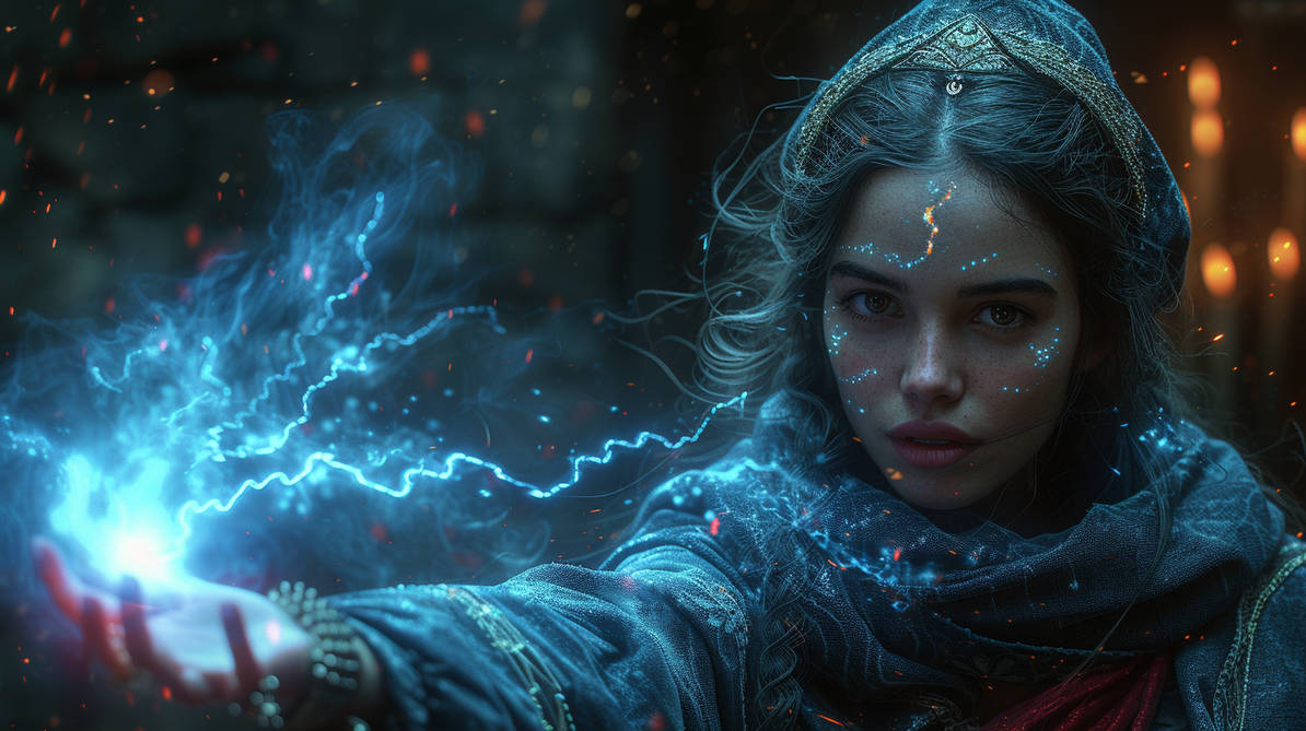 H96ven Female Mage Casts An Electricity Spell Usin By Silver7ight On Deviantart