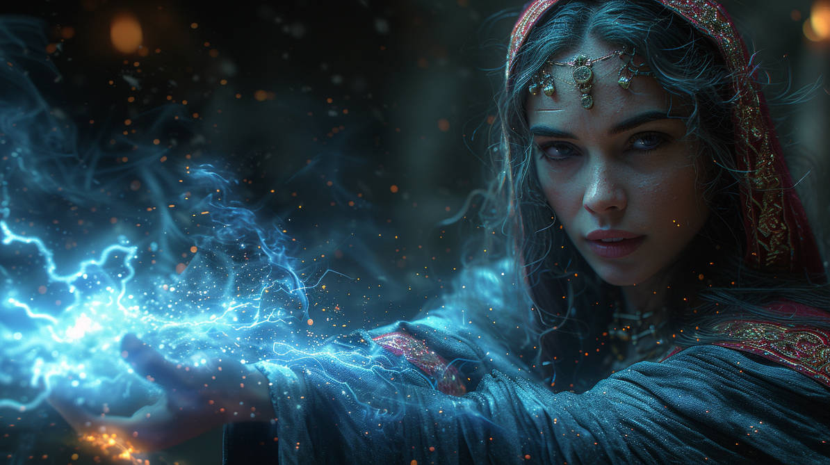 H96ven Female Mage Casts An Electricity Spell Usin By Silver7ight On Deviantart