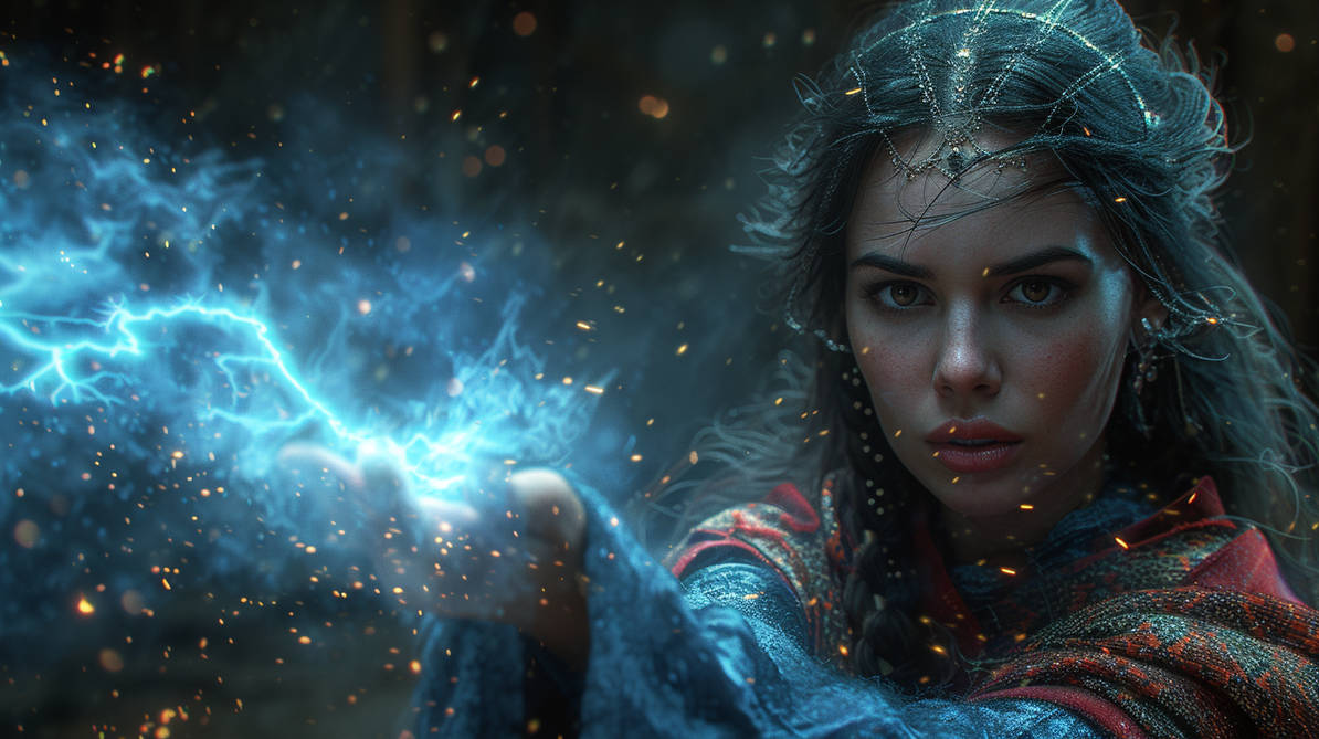 H96ven Female Mage Casts An Electricity Spell Usin By Silver7ight On Deviantart