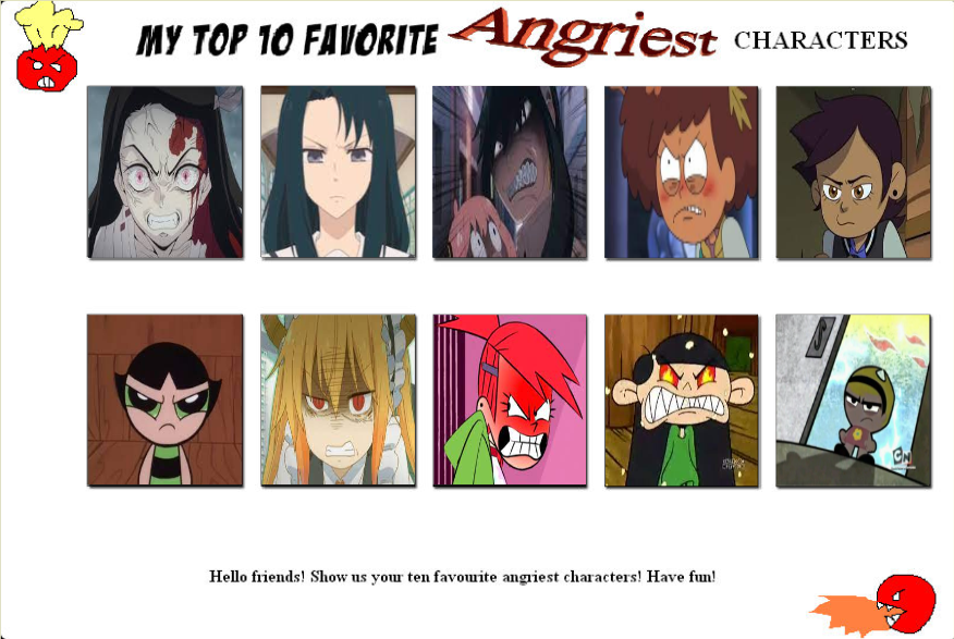 My Top 10 Favorite Angriest Female Characters By Hayaryulove On Deviantart