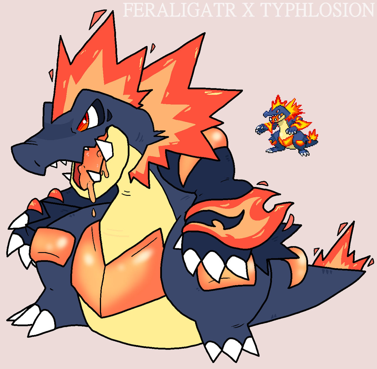 Feraligatr X Typhlosion Fusion By Bahamutgreen On Deviantart