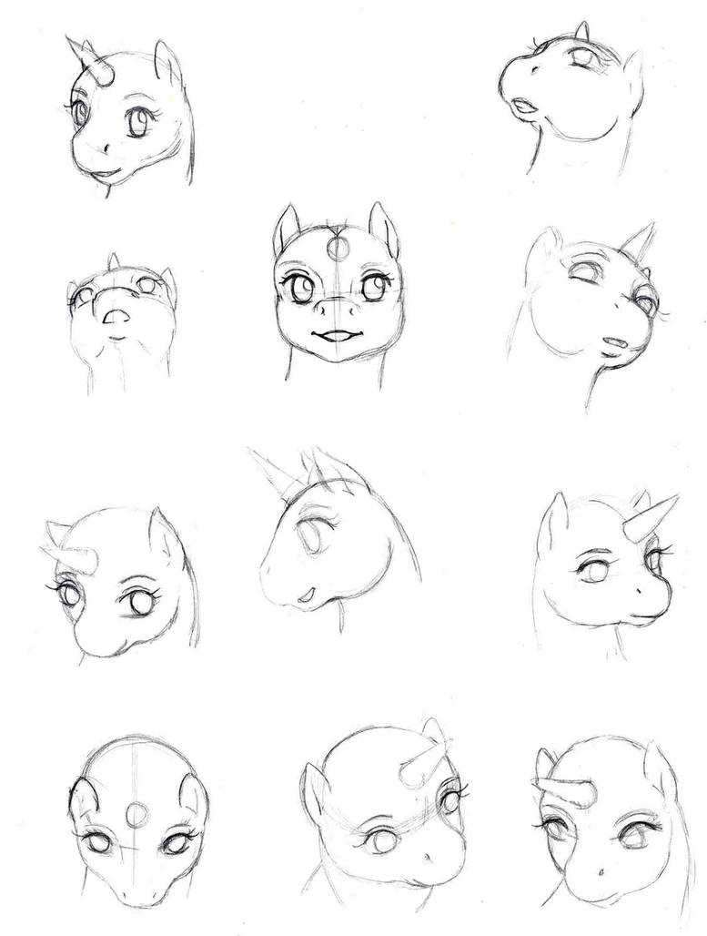 sketches of pony face angles by Qwaychou on DeviantArt