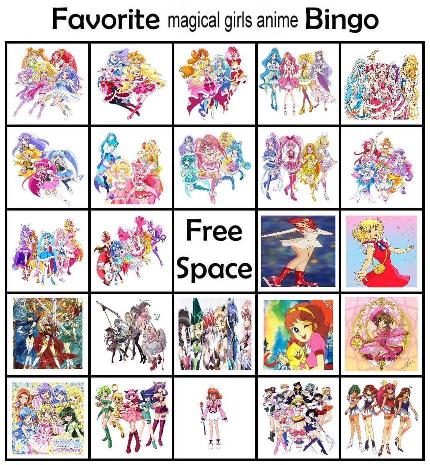 My Favorite Magical Girl Anime Bingo By Darkwinghomer On Deviantart🐆