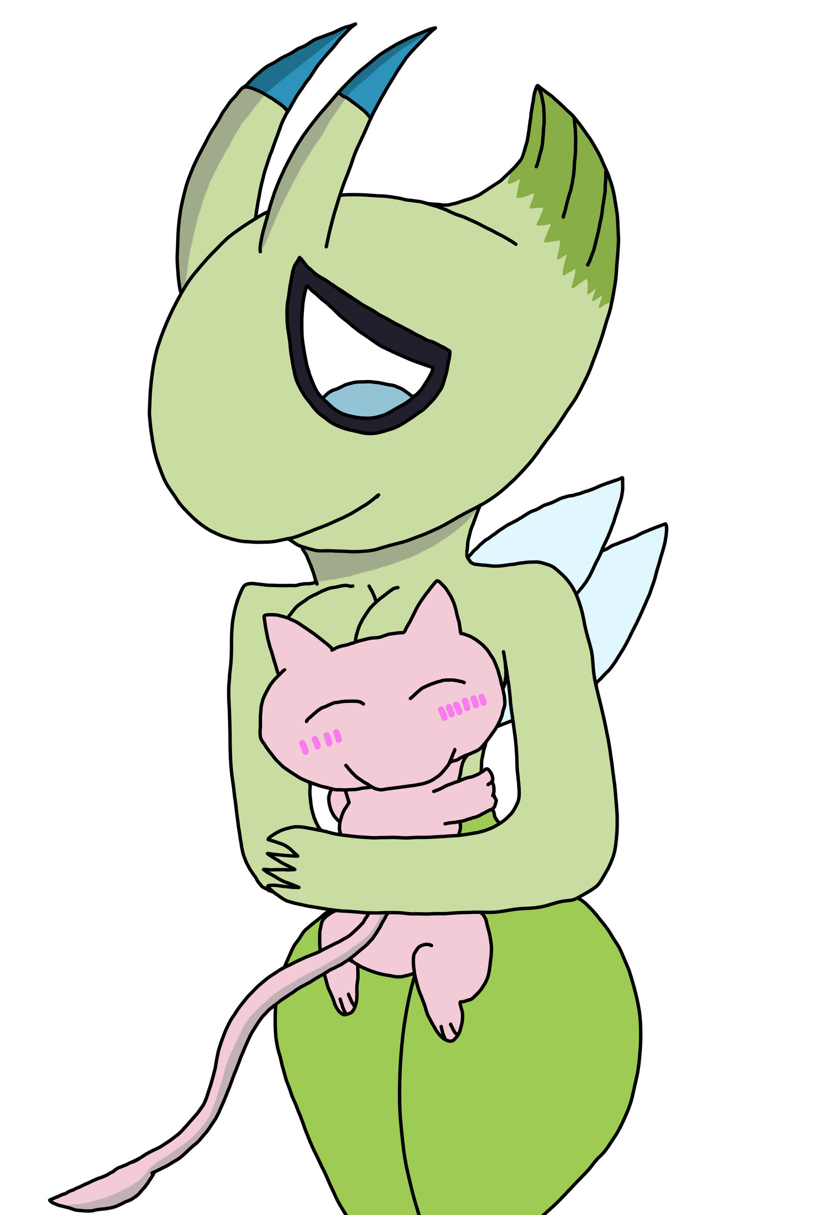 Celebi Hugging Mew By Lukethebluefox On Deviantart