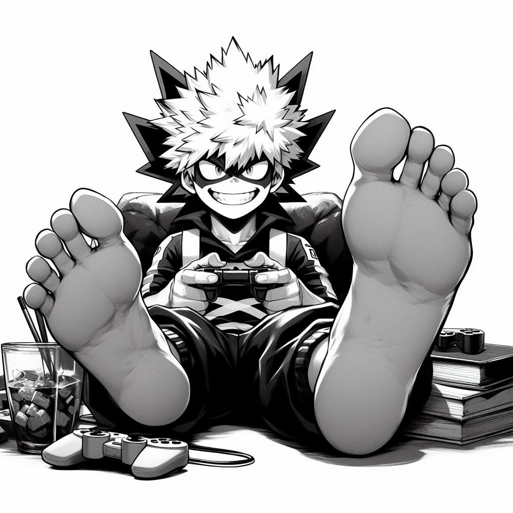 Bakugo Feet Playing Video Games By Bakuwedgie On Deviantart