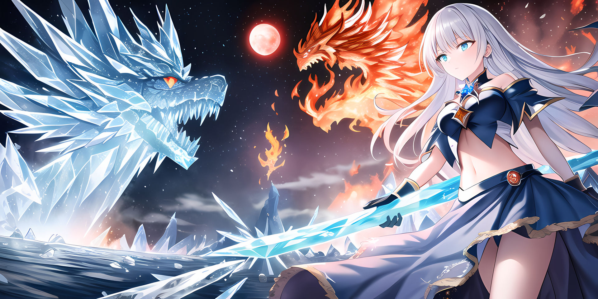 Magical Fire And Ice Dragon Girl By Excelsior93 On Deviantart