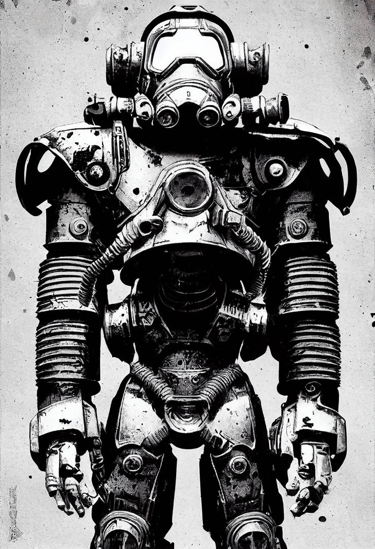 Fallout Power Armor Black And White By Sosdesignn On Deviantart