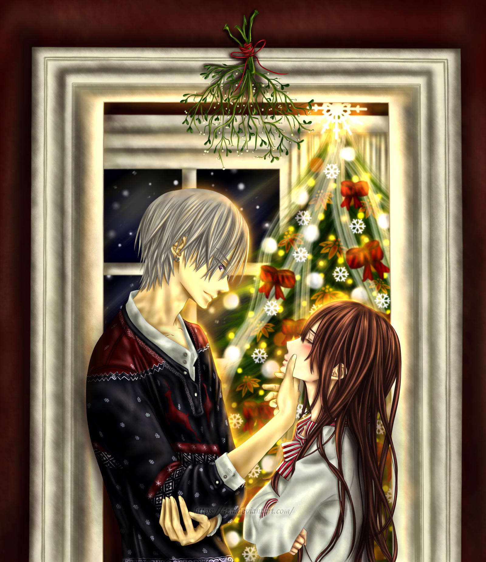 Kiss Under The Mistletoe By 4zu On Deviantart