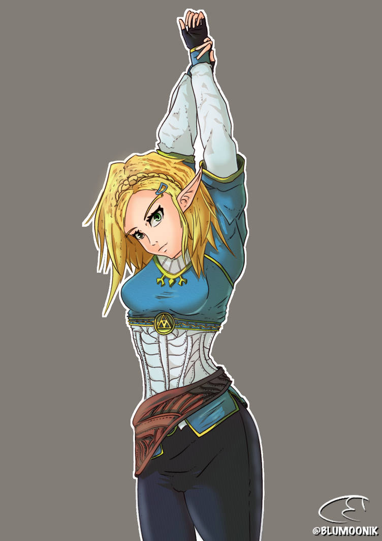 Princess Zelda Stretching By Bluemoonink On Deviantart
