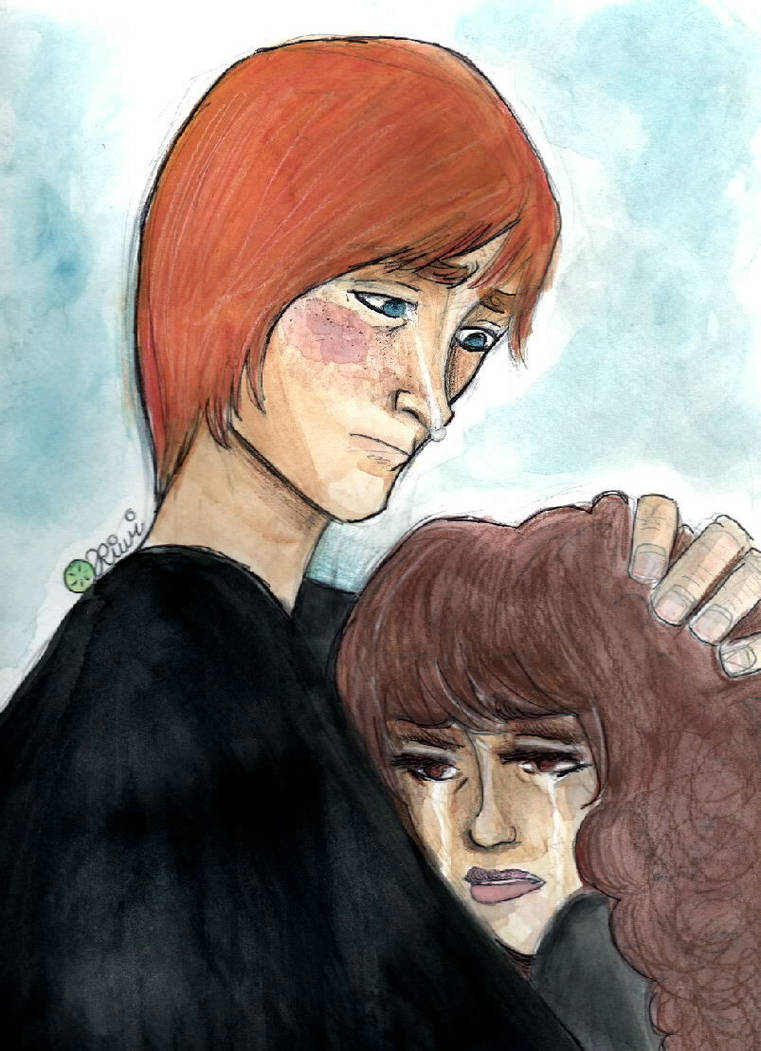 Ron-Hermione at the Funeral by kiwikewte on DeviantArt