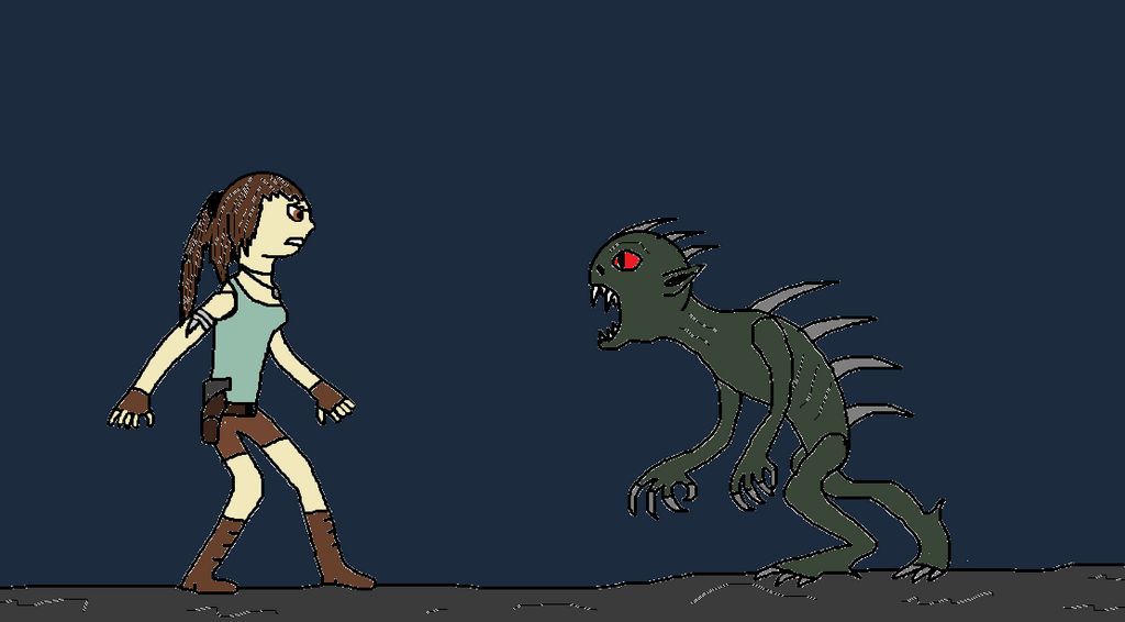 Lara Croft Vs Chupacabra By Dark Rider28 On Deviantart