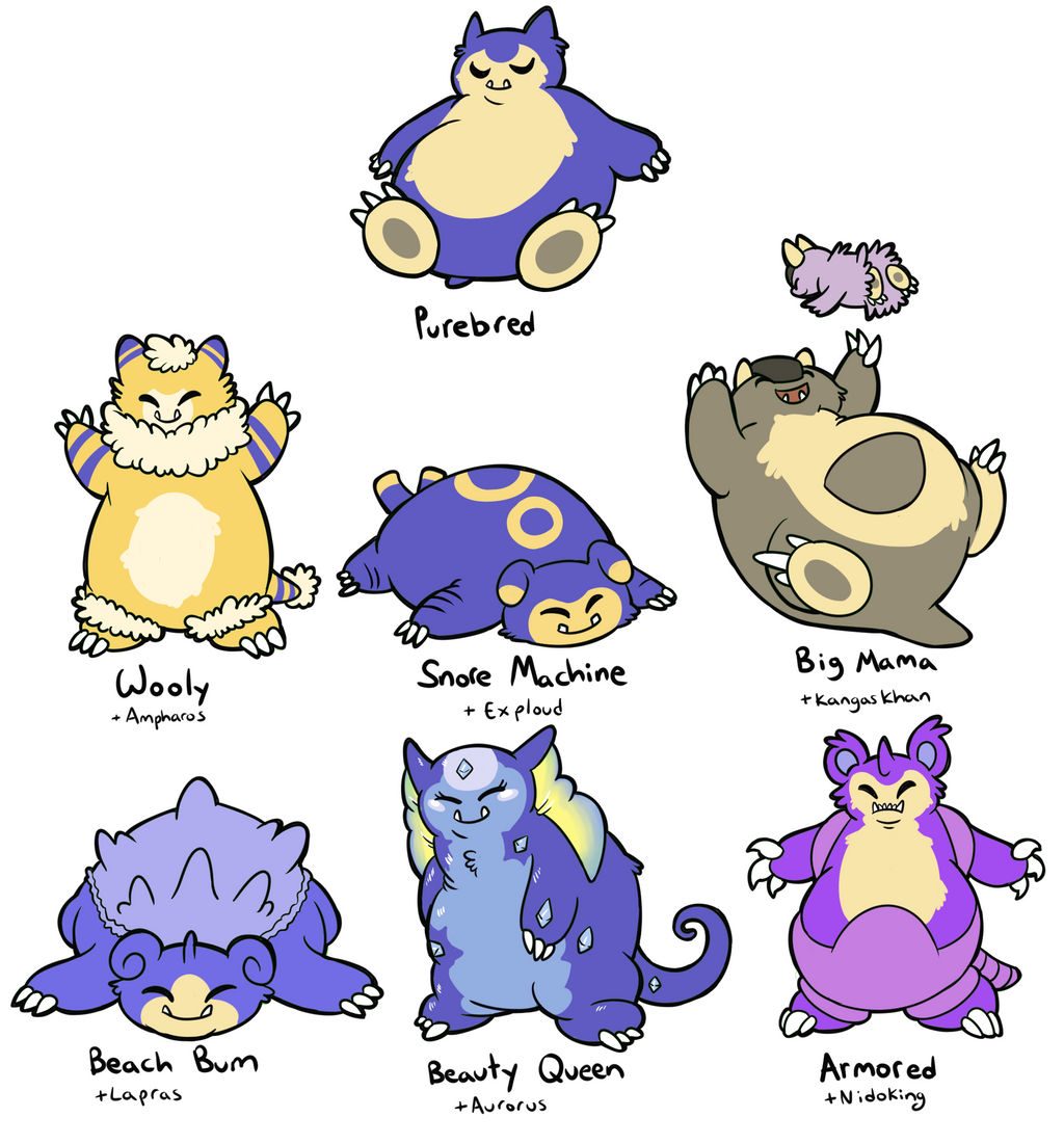 Snorlax Variations By Lucheek On Deviantart