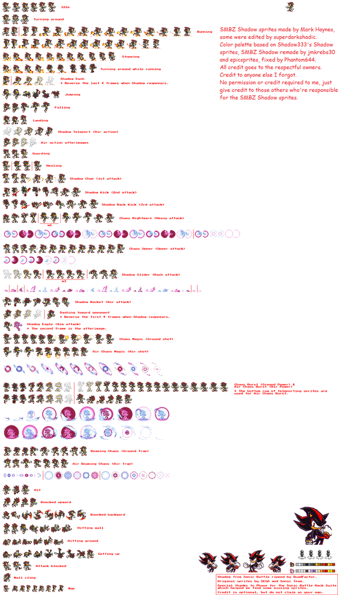 Shadow Sonic Battle But Smbz Shadow Sprites Sheet By Darkseth644 On Deviantart