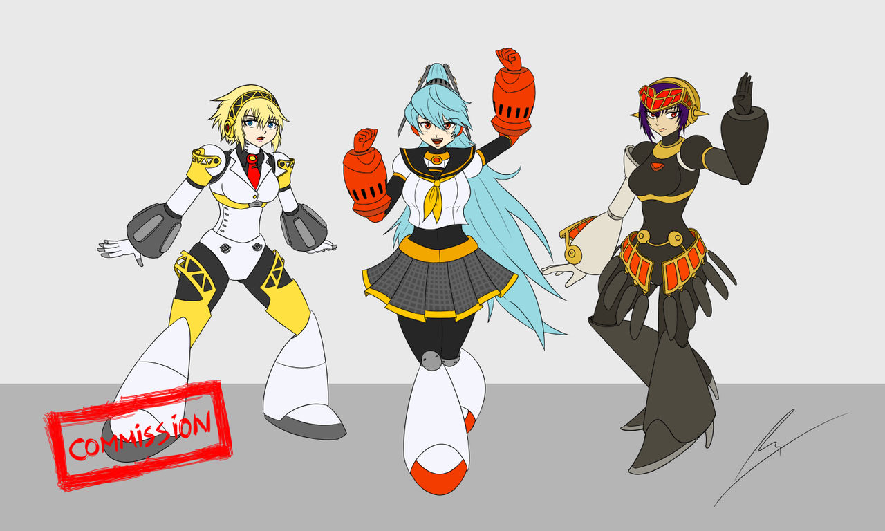 Commission Aigis Metis And Labrys As Reploids By Borockman On Deviantart
