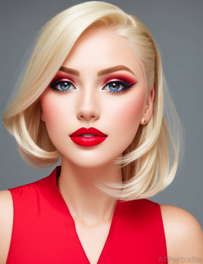 Blonde With Heavy Red Lipstick 013 By Ai Portraits On Deviantart
