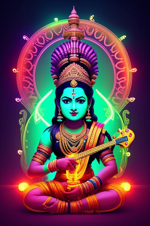 Cyberpunk Indian God Saraswati Intricate Trendin By Stars Collide On