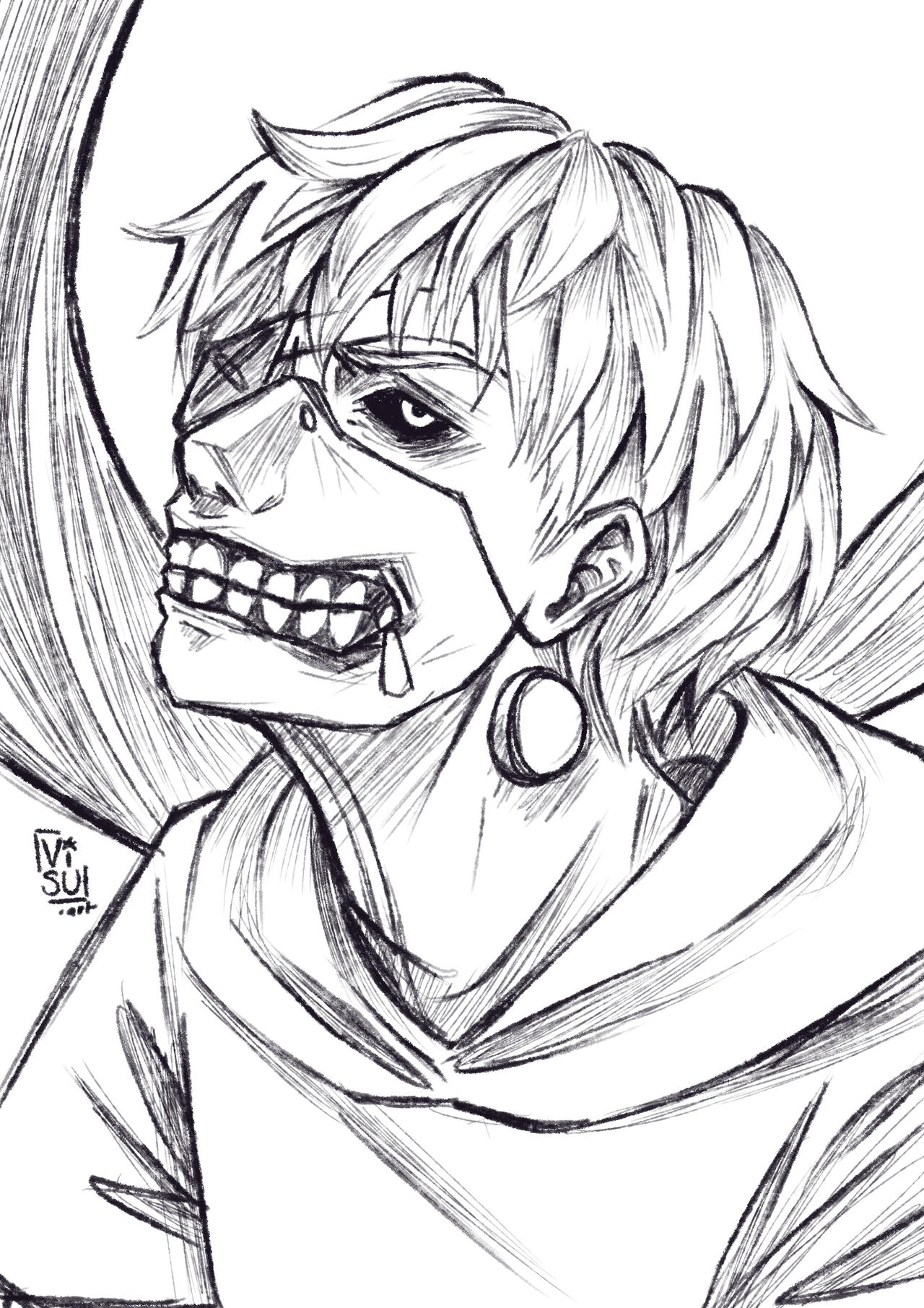 Kaneki Ken Lineart By Visuart45 On Deviantart