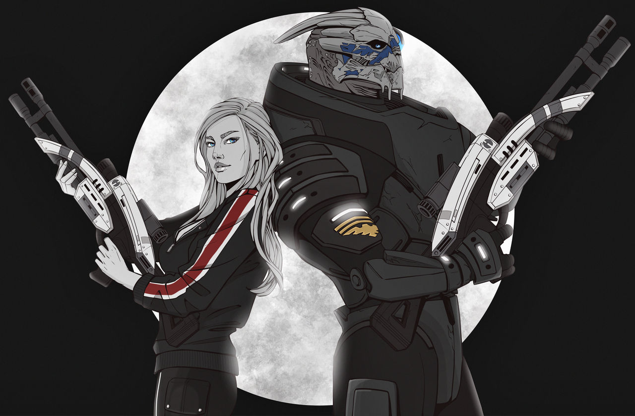 Commission Meg Shepard And Garrus Vakarian By Lrtrevelyan On Deviantart