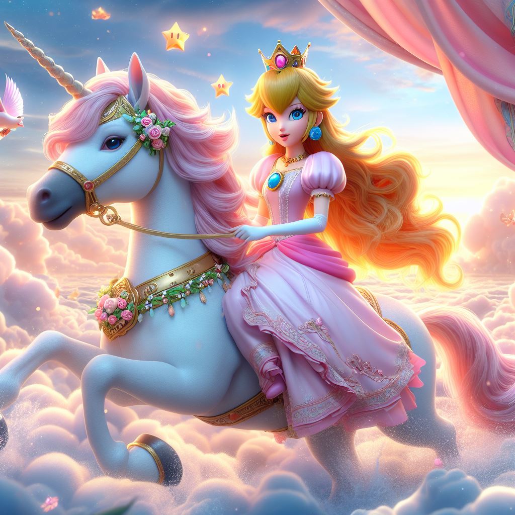 Princess Peach Riding A Unicorn By Fantasystar125 On Deviantart