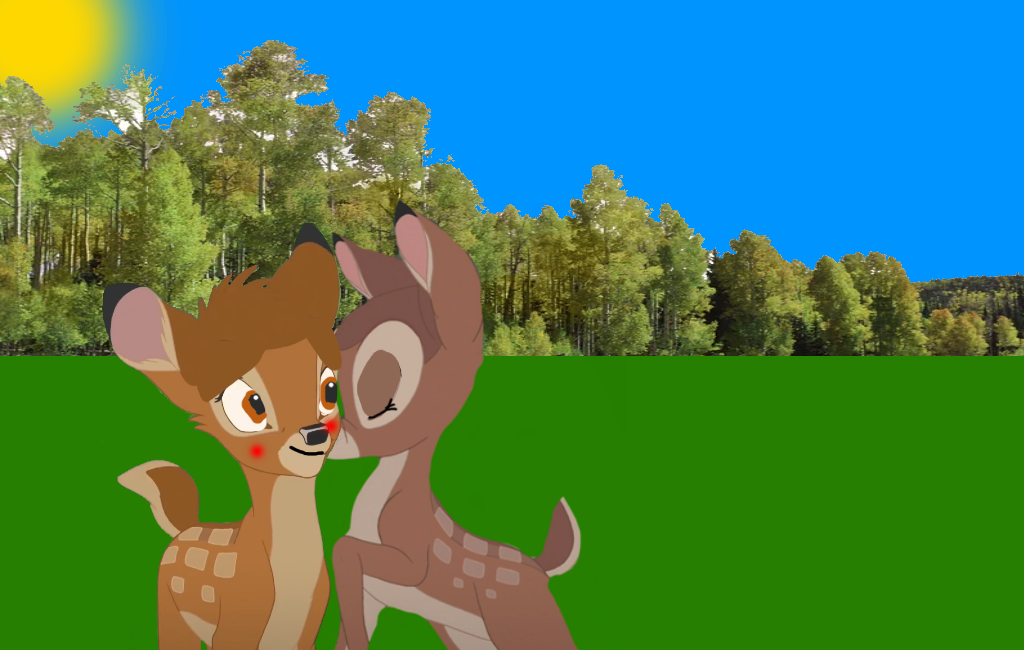 Faline Gives Bambi A Kiss By Flyingfoxandbambi On Deviantart
