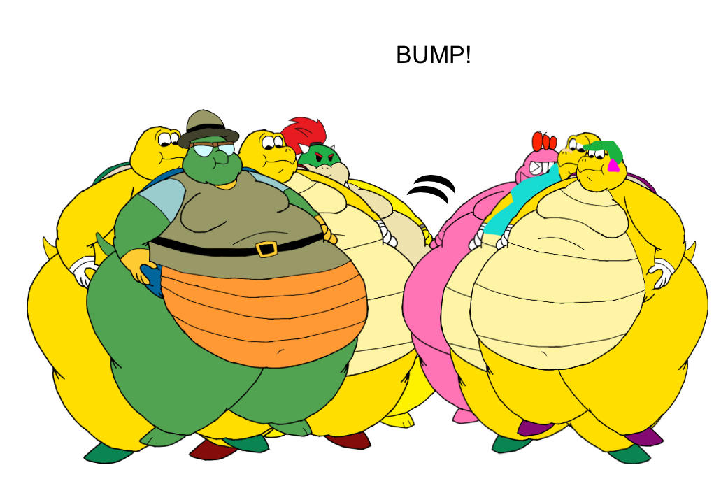 Bowser Jr And His Friends Belly Bumping 3 By Inflationrules On Deviantart
