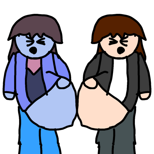 Ambrosia And Zoe Belly Bumping By Inflationrules On Deviantart