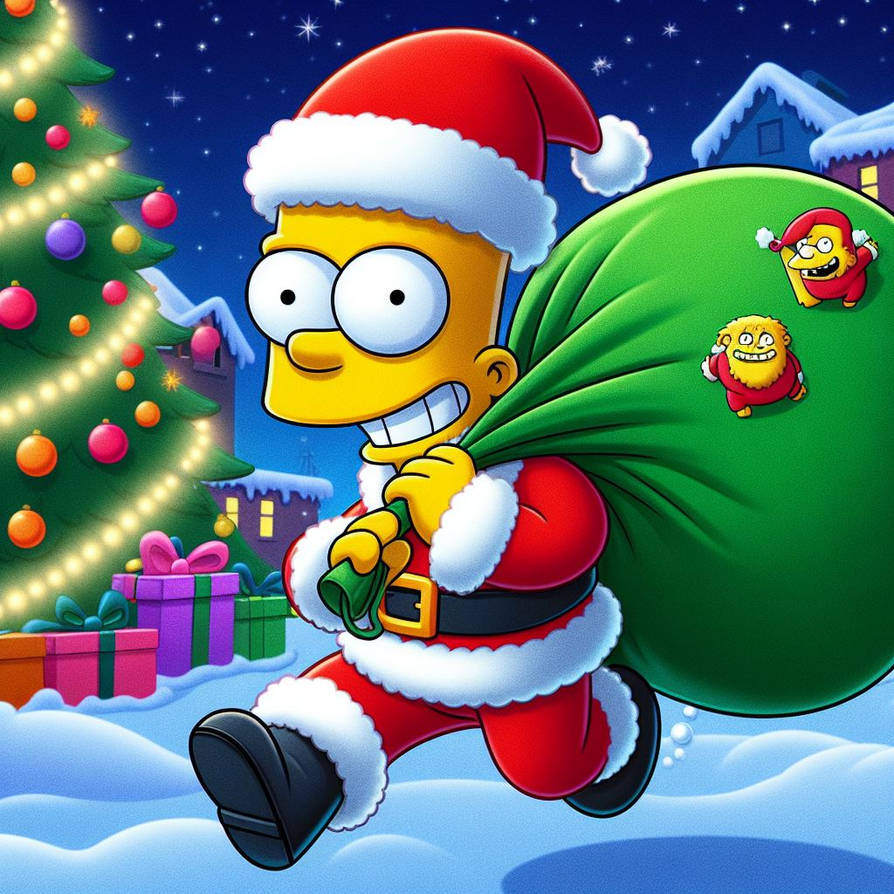 Bart Simpson Dressed As Santa Stealing Christmas 3 By Jesse220 On