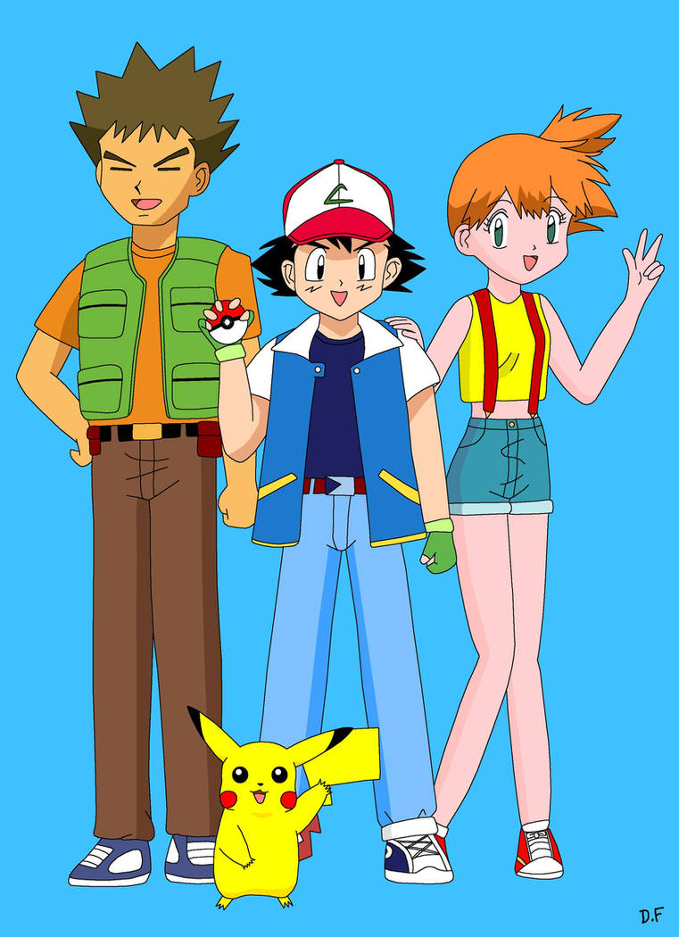 Ash Misty Brock And Pikachu 2 By Maskeraderosen On Deviantart
