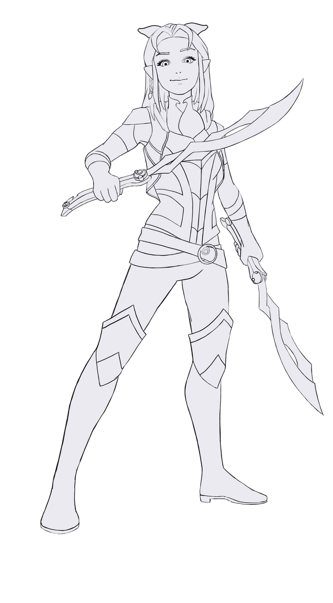 Dragon Prince Rayla Lineart By Aileri On Deviantart