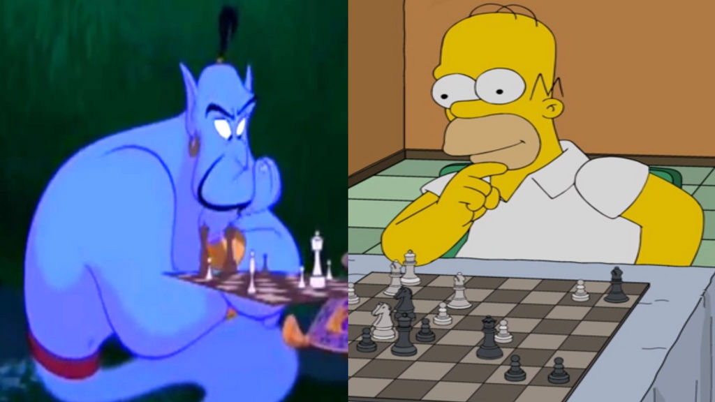 Homer Simpson And Genie Playing Chess By Jakeyfrollogothel On Deviantart