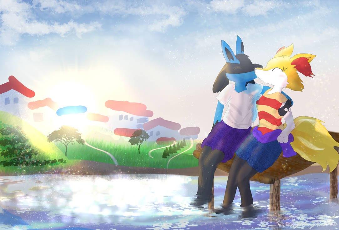 Req Anthro Lucario Braixen Kiss Lucas And Penny By Anythingredfox On Deviantart