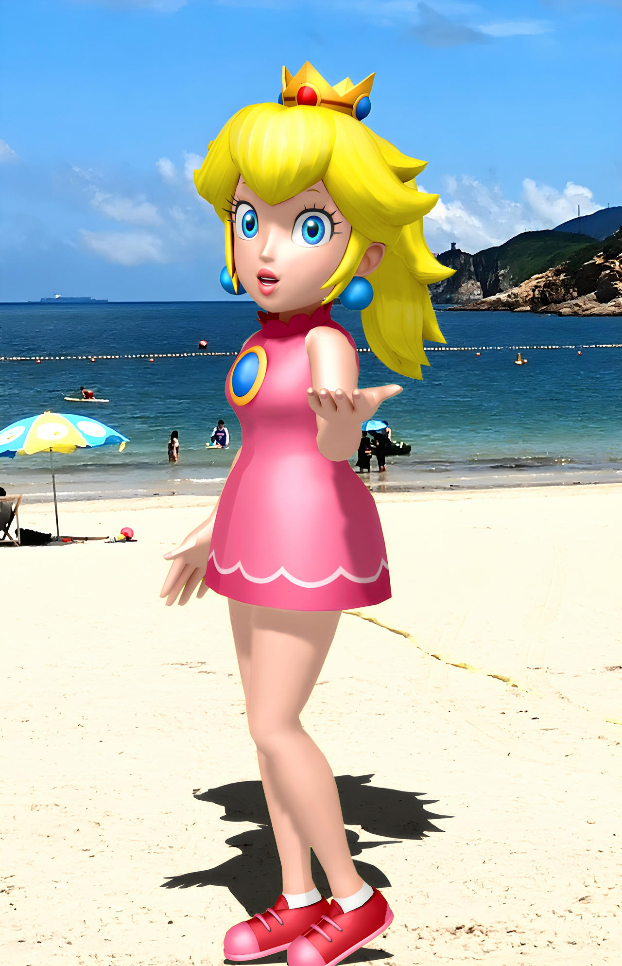Princess Peach Invites You To A Walk At The Beach By Hu9075 On Deviantart