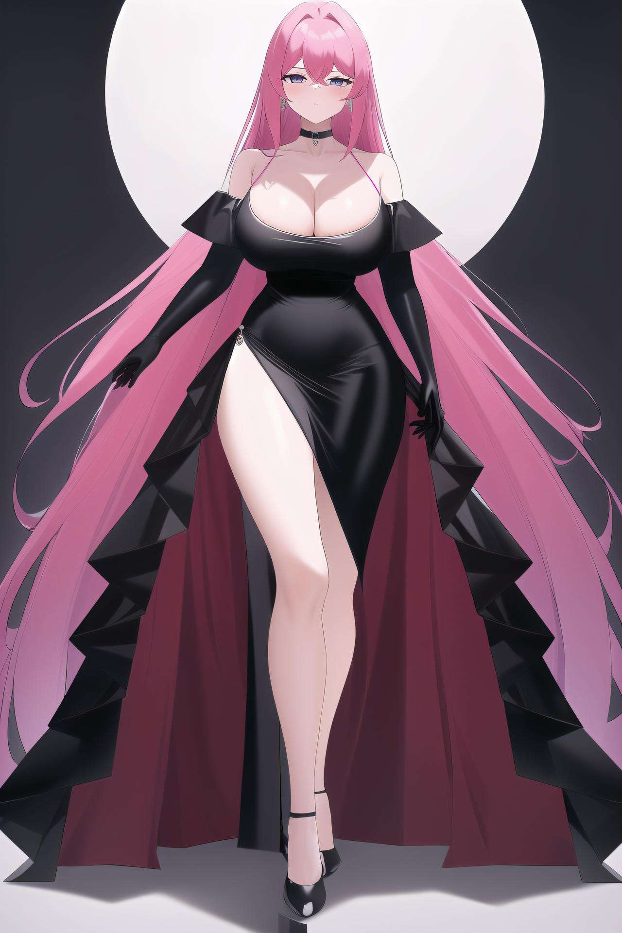 Black Dress Pink Hair 1 By Artcave19 On Deviantart