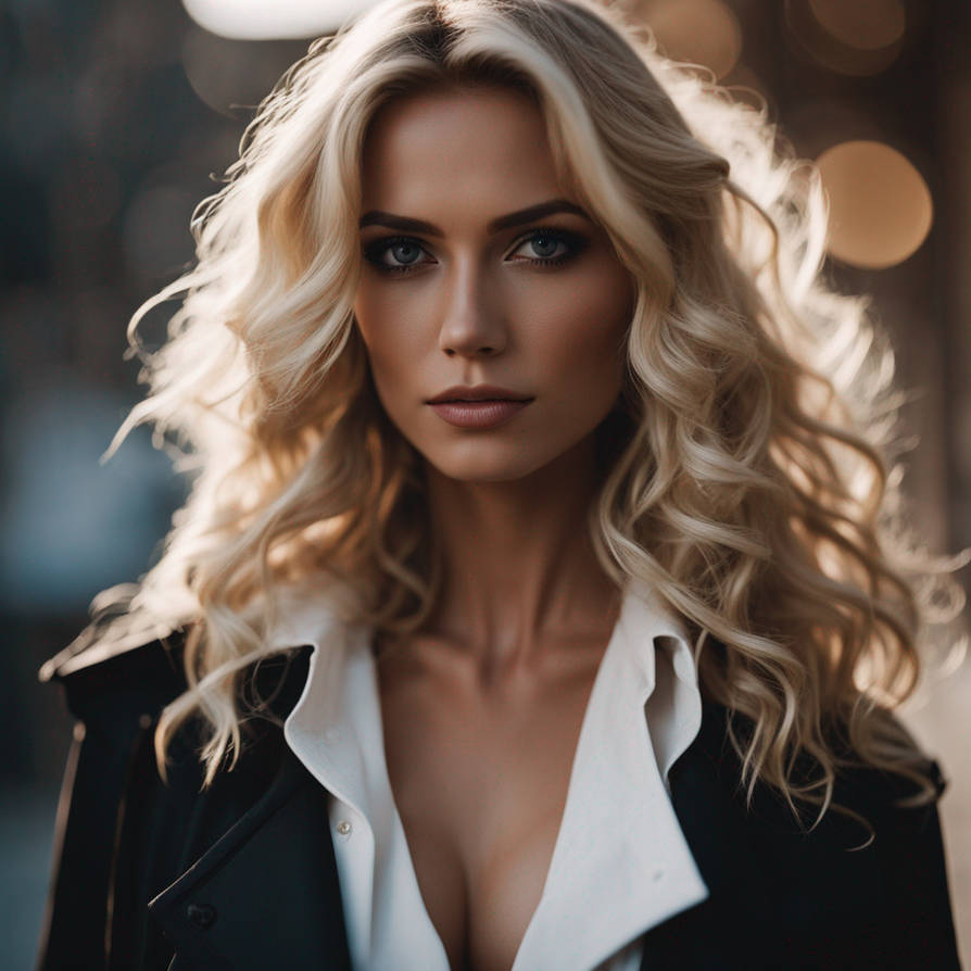 Woman Wavy Blonde Hair In Black Lingerie Open T By Alfas4 On Deviantart