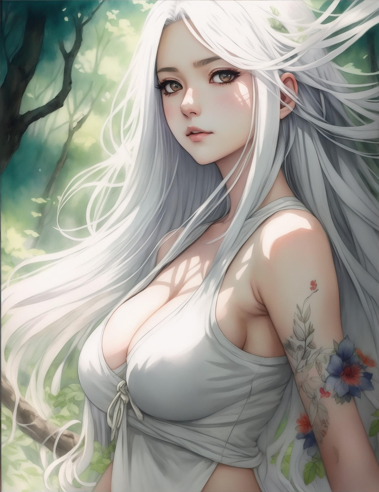 Beautiful Anime Girl With Long White Hair By Zkreations On Deviantart