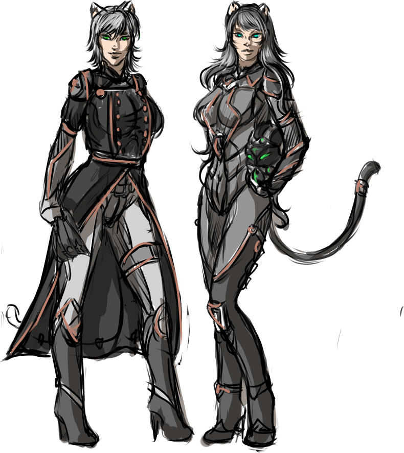 Commission Sketch Nekos Ver 2 By Yako On Deviantart