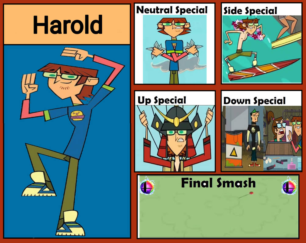 Smash Bros Moveset Heroes Harold Total Drama 3 By Jsteen03 On