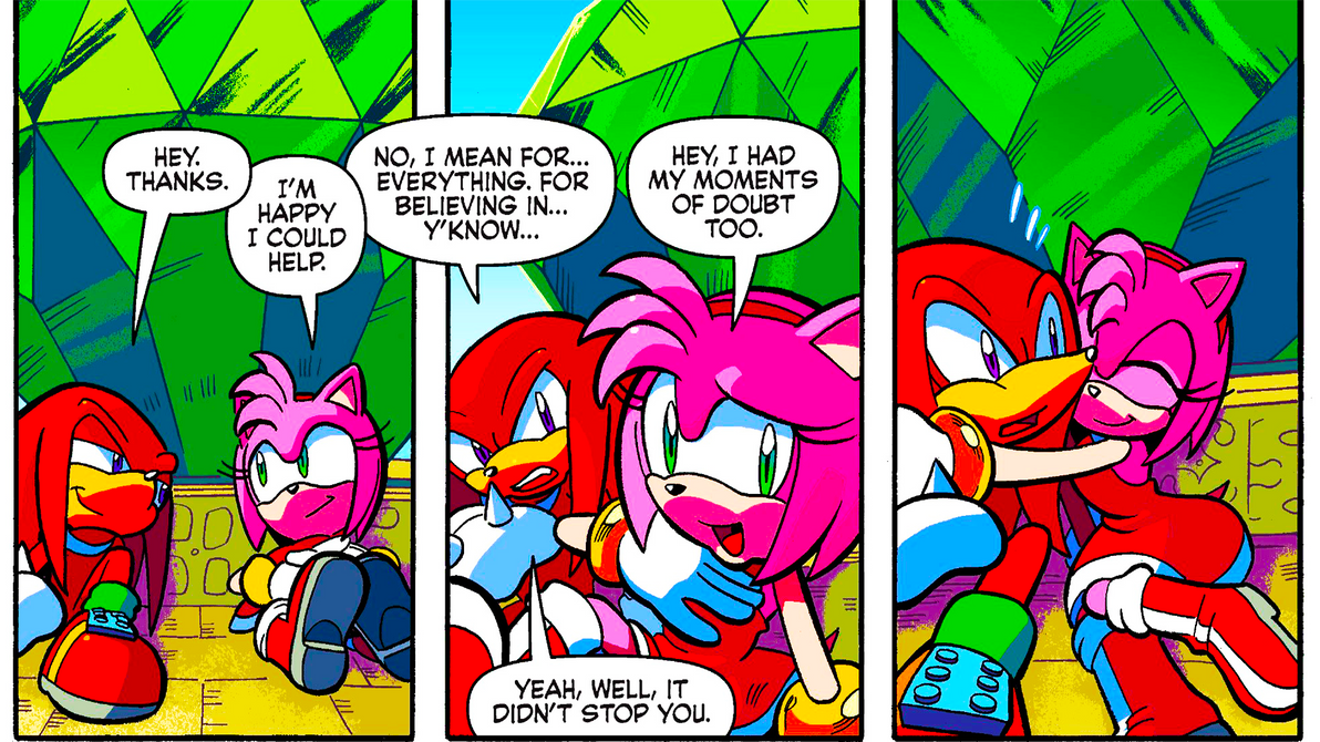 Sonic Universe Amy Hugs Knuckles By Niklasm15 On Deviantart