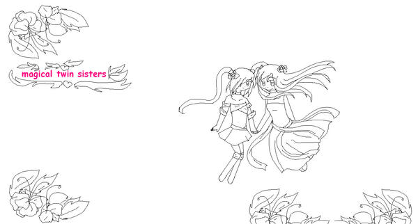 magical twin sisters- line art by cagedbird0905 on DeviantArt