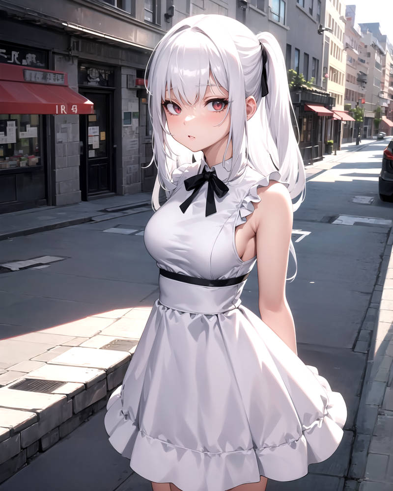 Cute Anime White Hair Girl Portrait Outside By Cuteneurogirls On