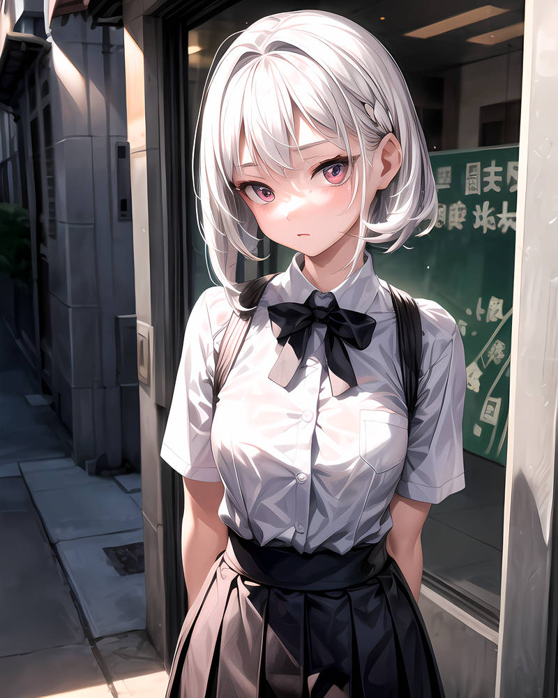 Cute Anime White Hair Girl Portrait Schoolgirl By Cuteneurogirls On Deviantart