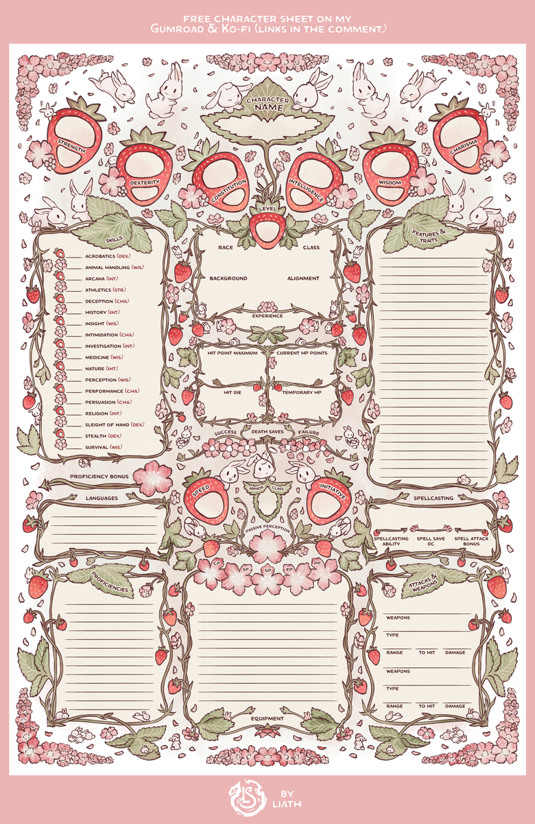 Strawberry Bunny Custom Character Sheet By Liath S On Deviantart