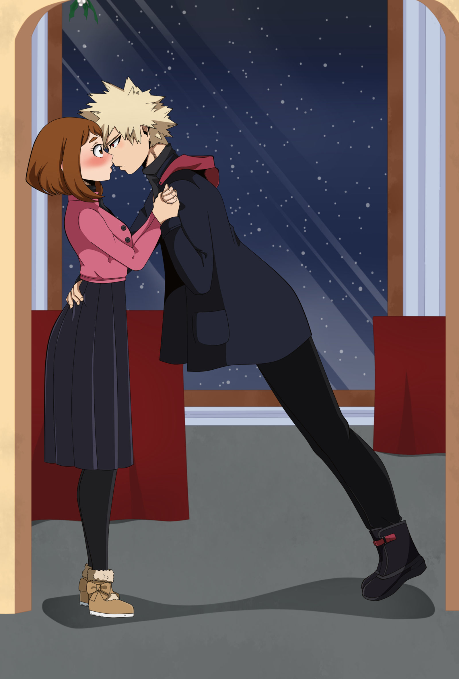 Bakugo And Uraraka Christmas Kiss By Genezizpa On Deviantart