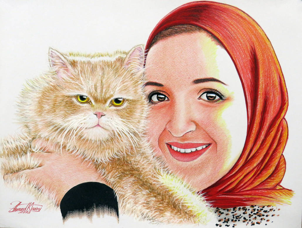 Lady With Her Cat By Ahmedkhairy82 On Deviantart