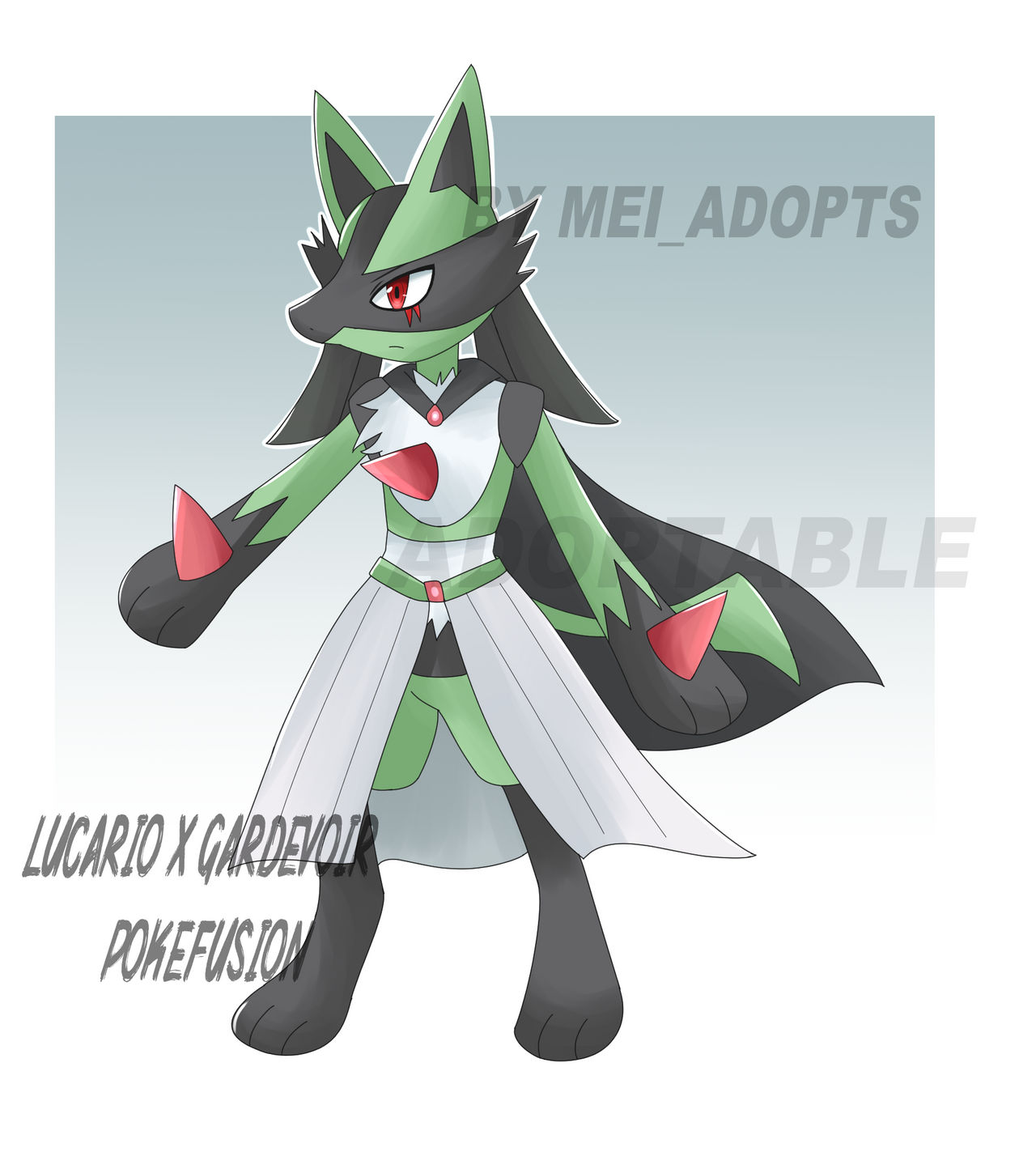 Lucario X Gardevoir Fusion Open 15 By Meiadoptss On Deviantart