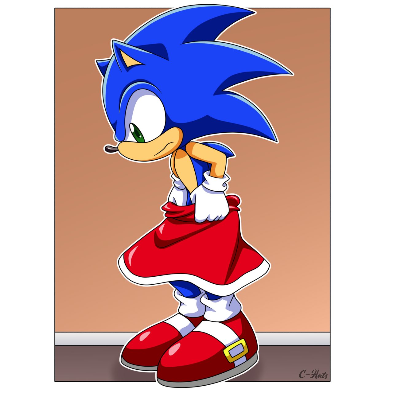 Sonic Putting On Amys Dress By C Hats On Deviantart